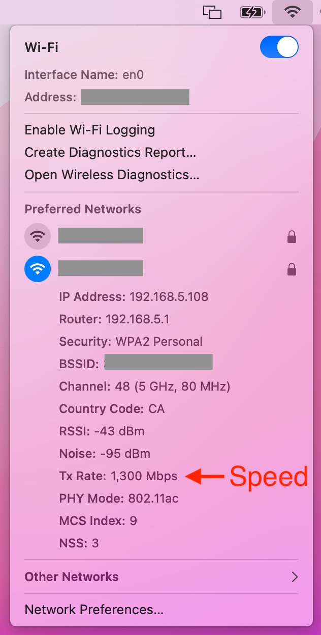 How to know the WiFi Link Speed in MacOS? - Mollejuo AR Studio